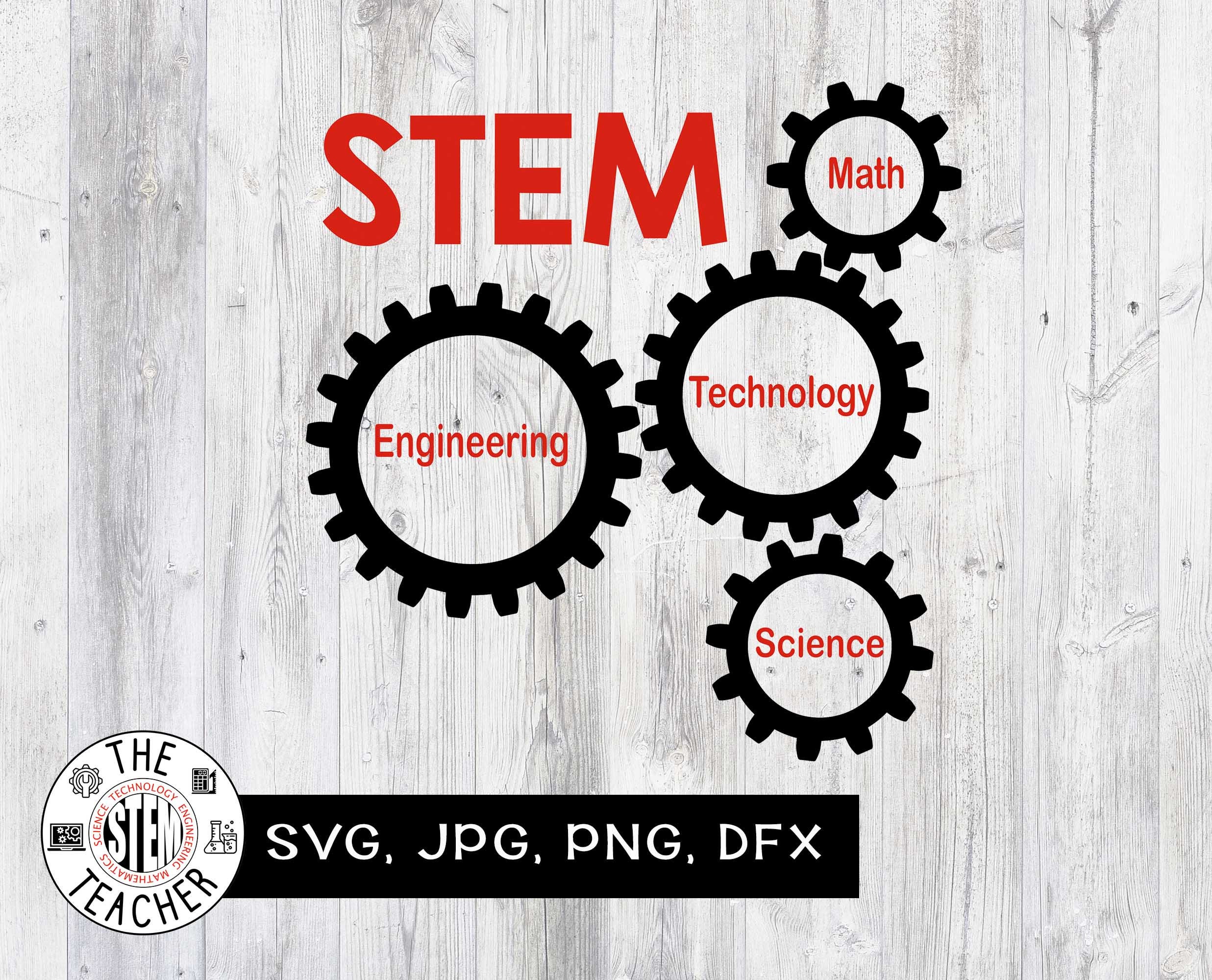 STEM Cogs SVG, Dfx, Png, Jpg Files, Science, Technology, Engineering ...