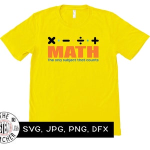 Math the Only Subject That Counts SVG File, Dfx, Png, Jpg, Teacher T ...