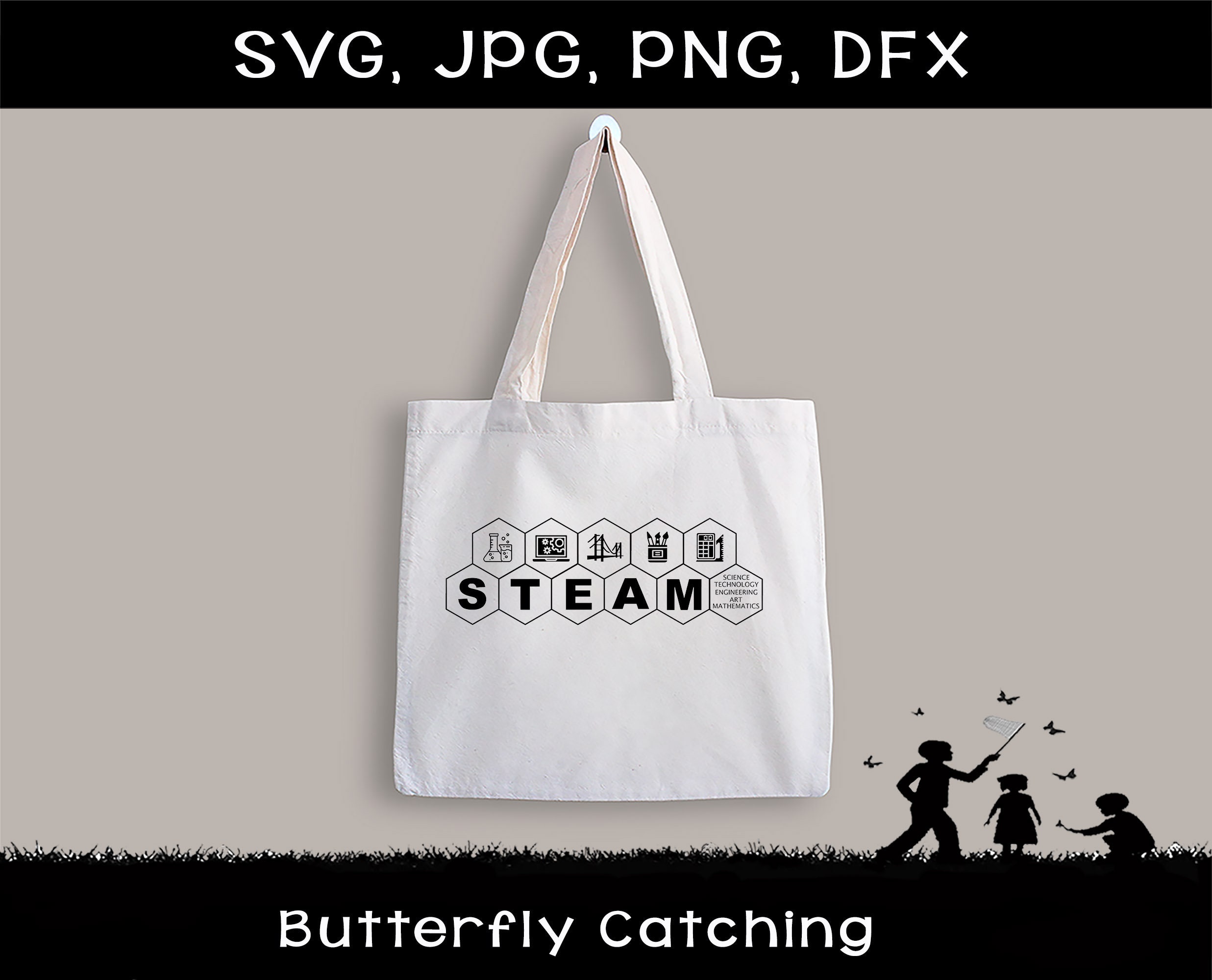 STEAM Hexagon SVG, Dfx, Png, Jpg Files, Science, Technology ...