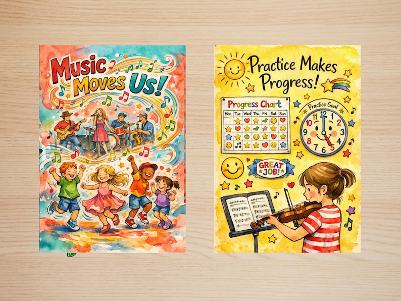 Music Classroom Poster Set – Watercolor Music Education Posters, PDF ...
