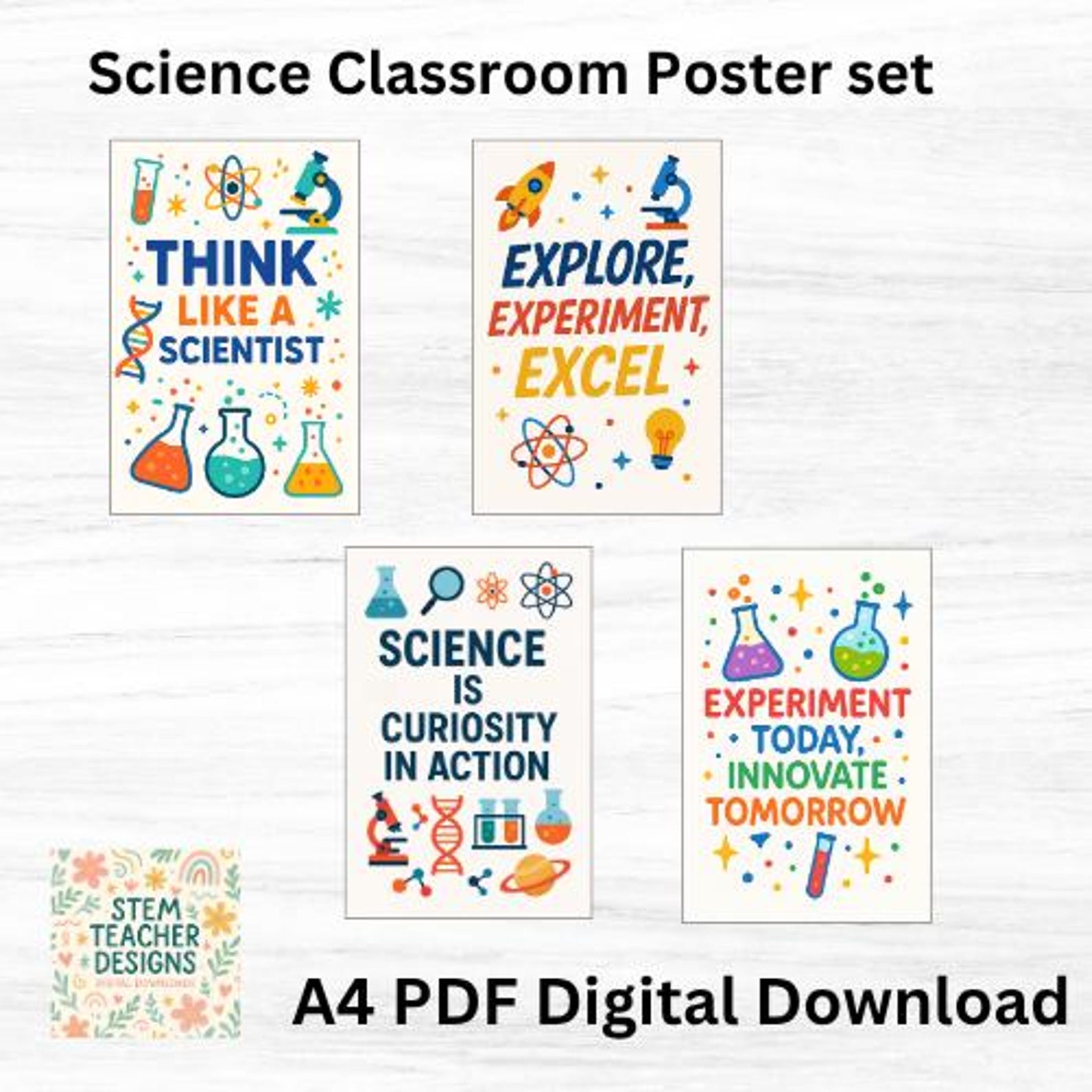 Science Classroom Poster Set | Colouful Inspirational Science Prints ...