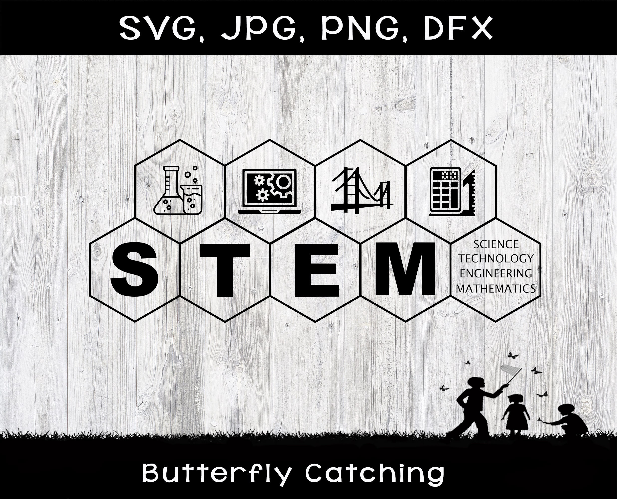 STEM Hexagon Icons SVG, Dfx, Png, Jpg Files, Science, Technology ...