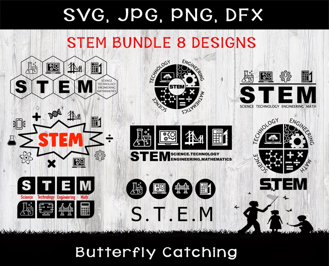 STEM Bundle SVG, Dfx, Png, Jpg Files, Science, Technology, Engineering ...