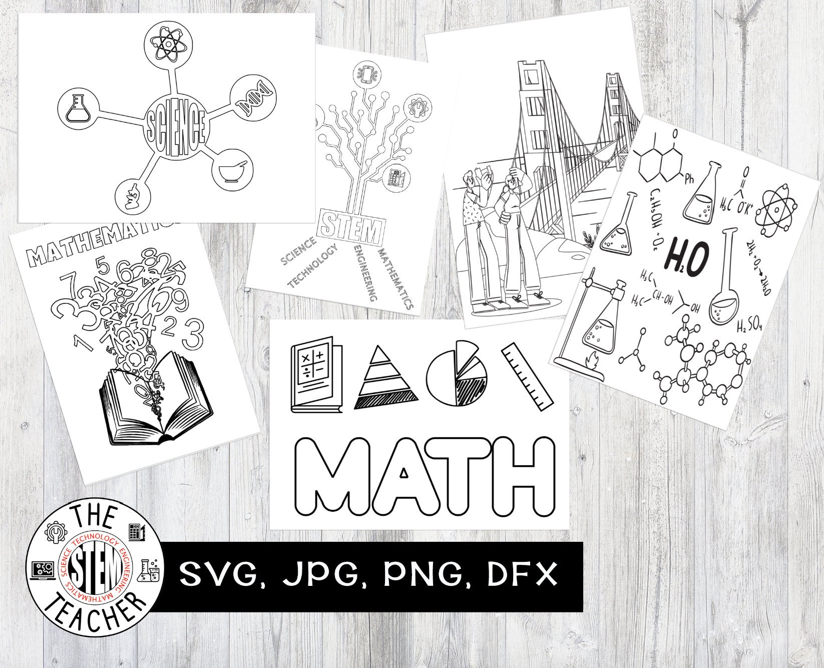 STEM Coloring Book, Science, Technology, Engineering, Art, Math, Kid's ...