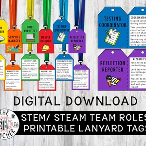 STEM / STEAM / STREAM Team Roles Printable Lanyard Tags | Stem ...