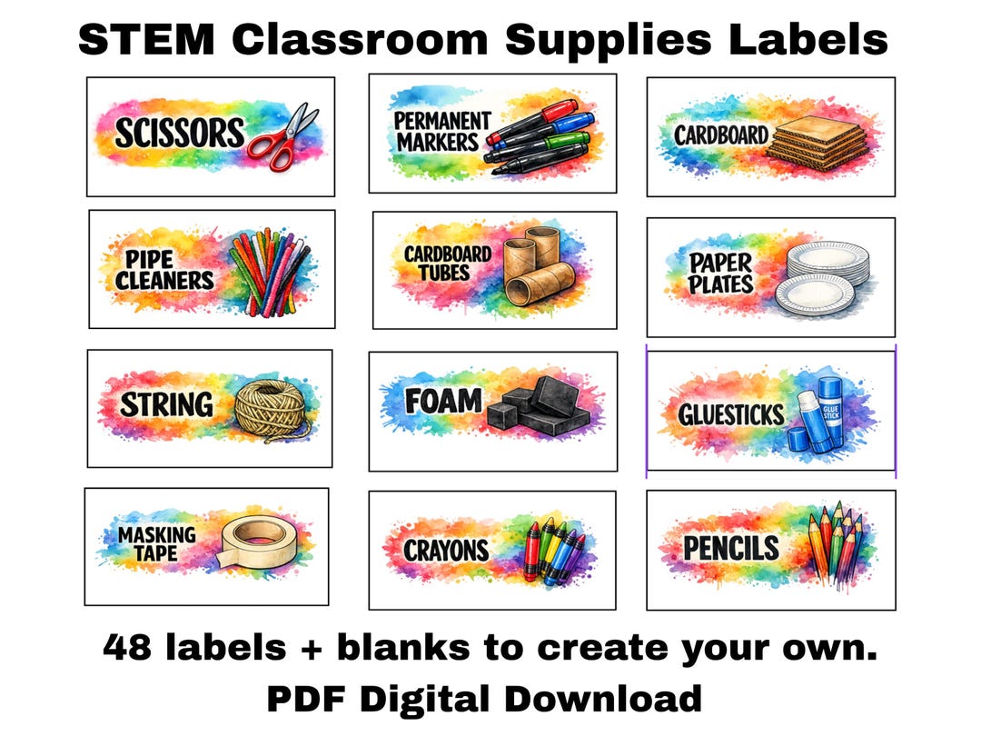 STEM Classroom Labels Printable | Classroom Organization Labels ...