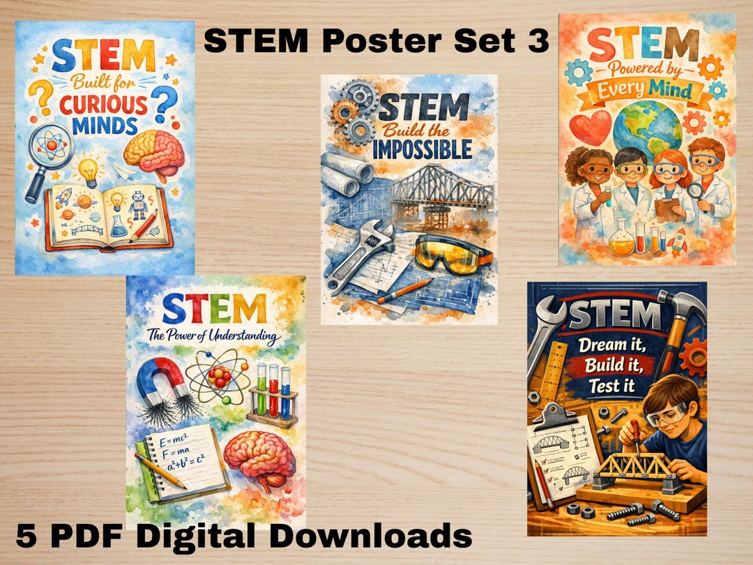 STEM Poster Set 3 | Printable Engineering & Science Wall Art ...