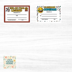 50 Student Award Certificates | Bright Cartoon Style | End of Year ...