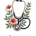 Floral Stethoscope Illustration, Clipart Bundle – Medical Print for ...