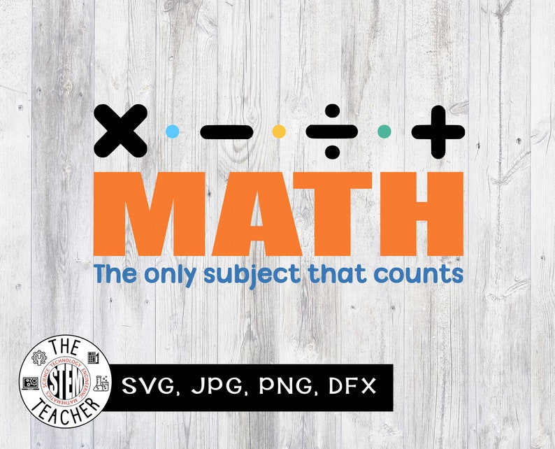Math the Only Subject That Counts SVG File, Dfx, Png, Jpg, Teacher T ...