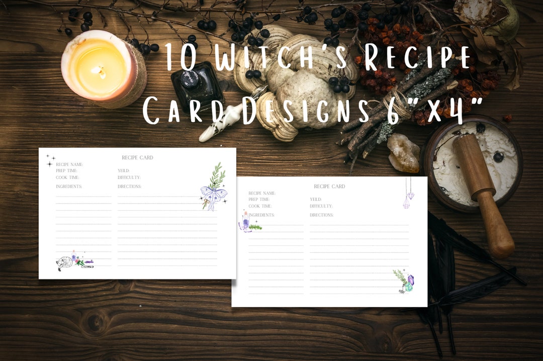 10 Printable Witch Recipe Cards Designs 6in X 4in - Etsy