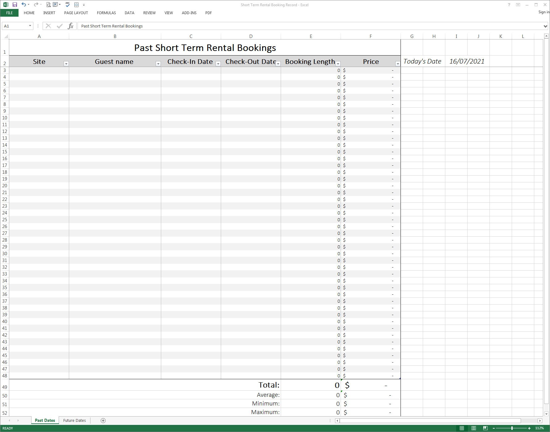 Short Term Rental Booking Record - Airbnb, Stayz.com, VRBO, Homestay ...