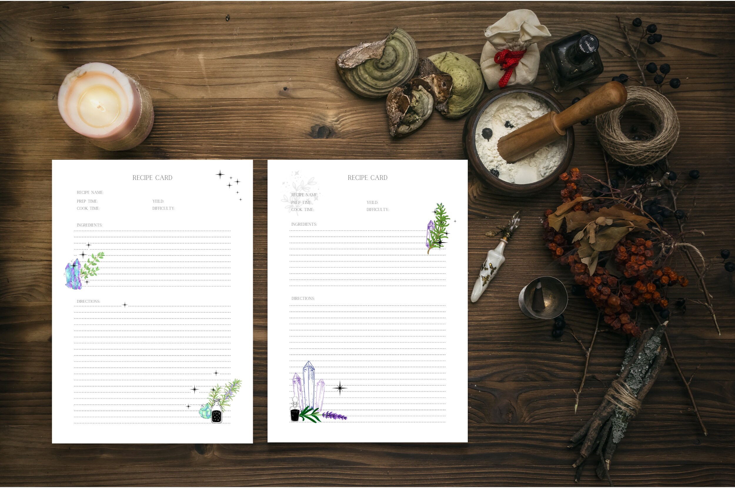 10 Printable Witch Recipe Cards Designs in A4 - Etsy