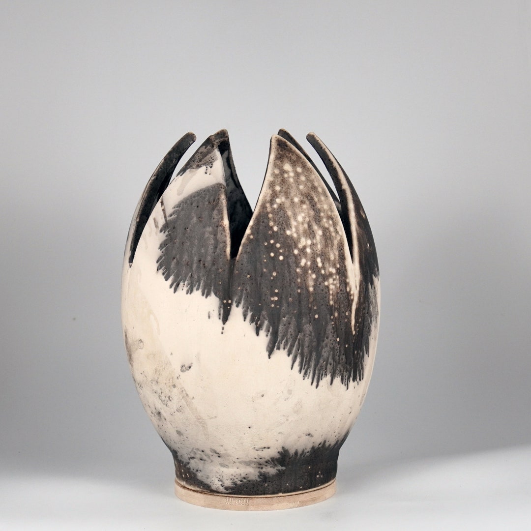 Large 11 Flower Vase 170 Raku Pottery Vintage Gifts - Etsy