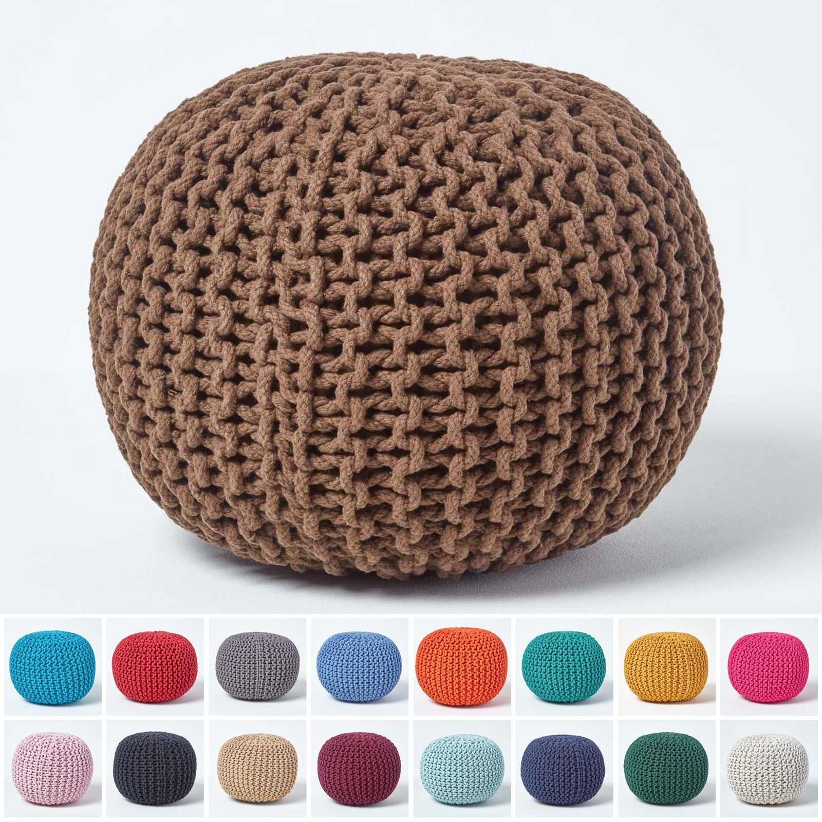 100% Cotton Cover Round Knitted Pouffe Footstool (35cm X 40cm) - Etsy UK