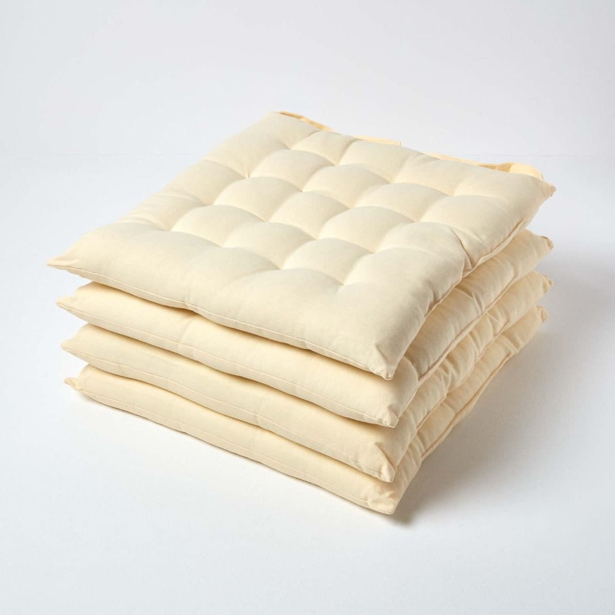 Plain Seat Pad With Button Straps 100% Cotton, Dining Room Seat Pad ...