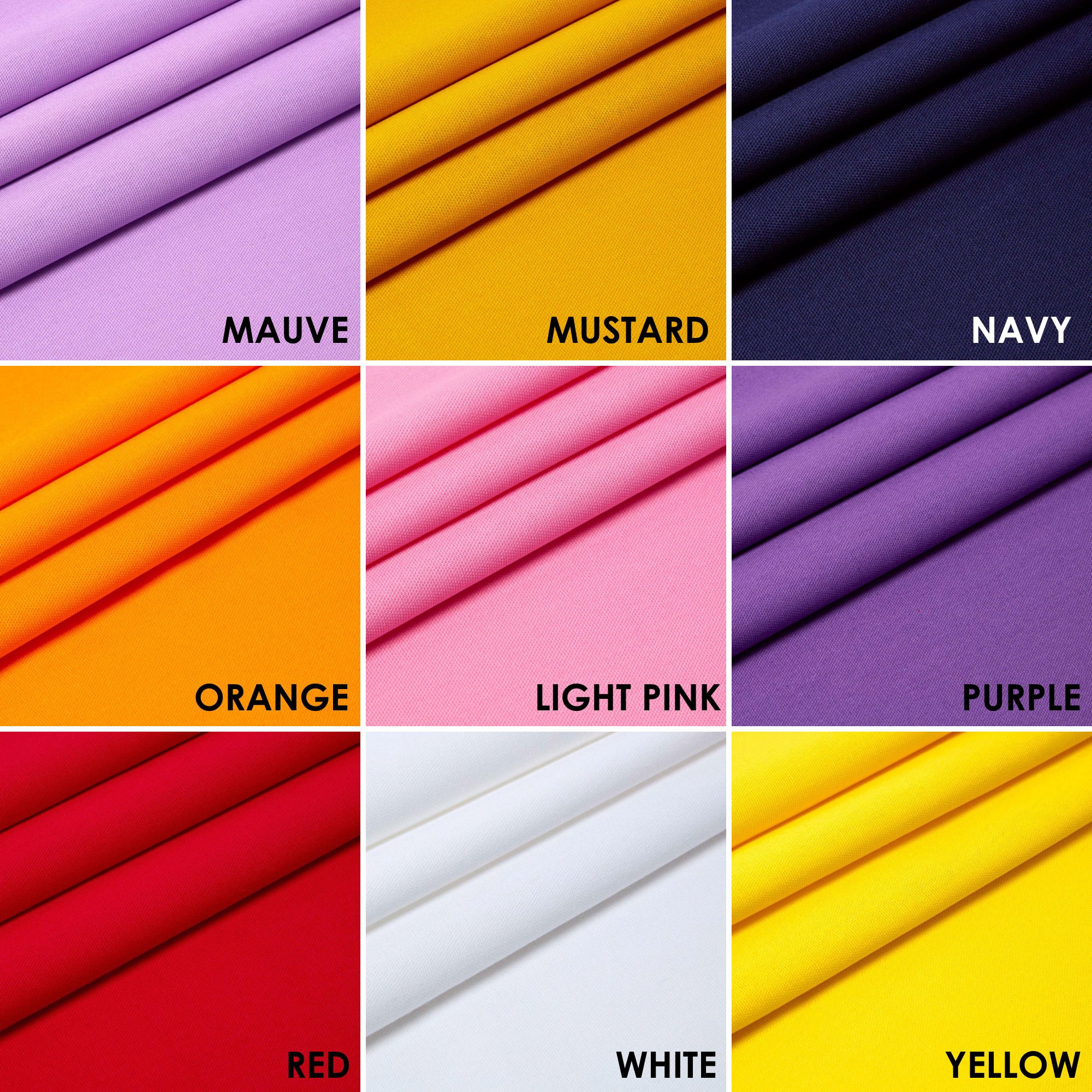 100% Cotton Plain Colours Fabric by the Metre, 150cm Wide, Craft Fabric ...