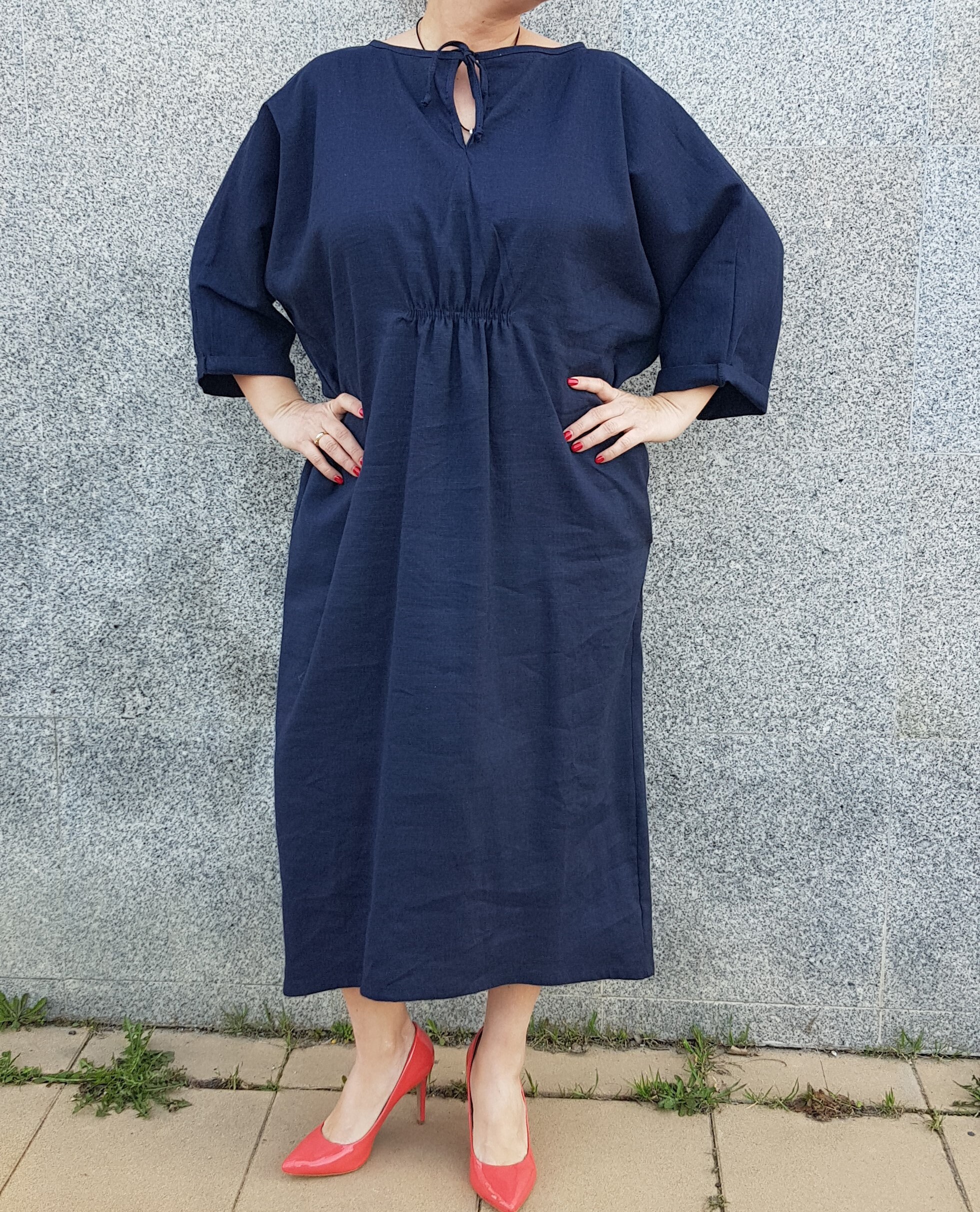 Blue Linen Keyhole Dress Maxi Bow Tie Dress Ruched Flax Midi - Etsy