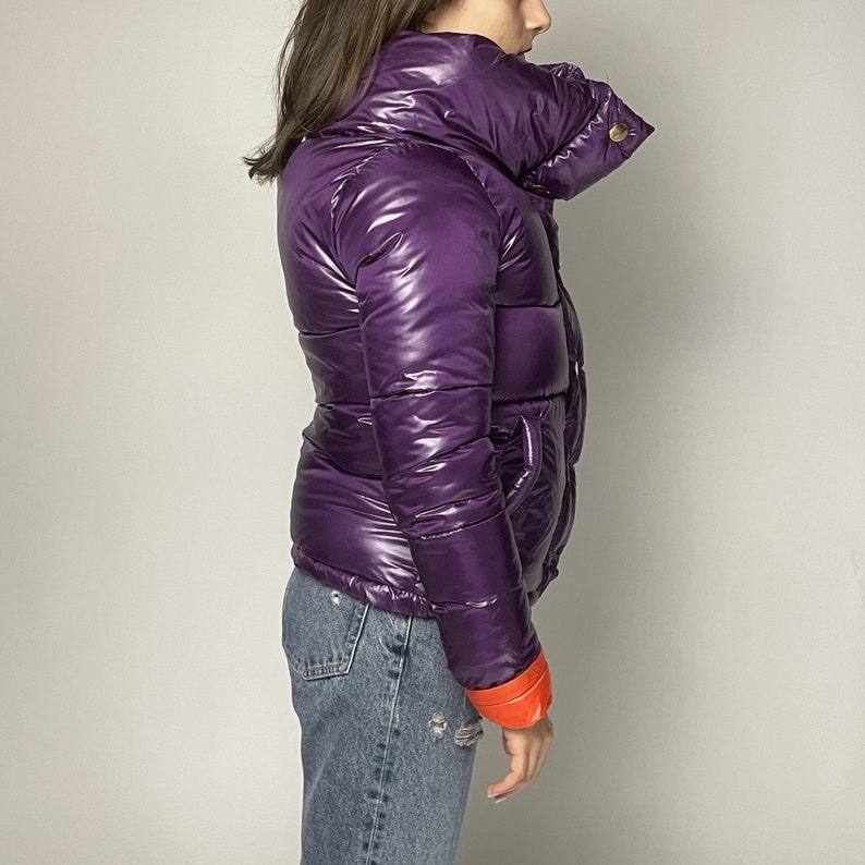 Purple Puffer Jacket, Down Jacket, Winter High Collar Jacket, Quilted ...