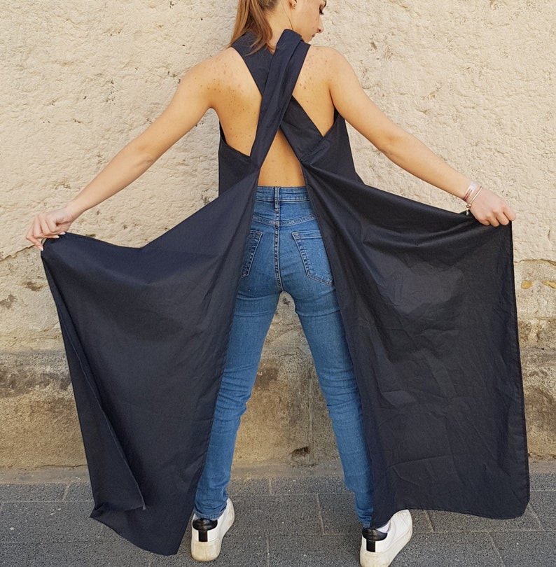 Asymmetric Open Back Hi Low Tunic Top, 2X 3X 4X Black Woman Sleeveless ...