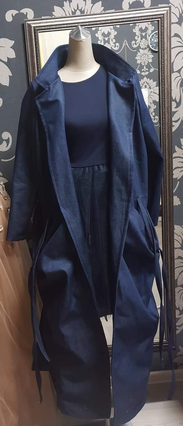 Maxi Denim Wrap Coat, Extravagant Long Jean Jacket, Asymmetrical Trench ...