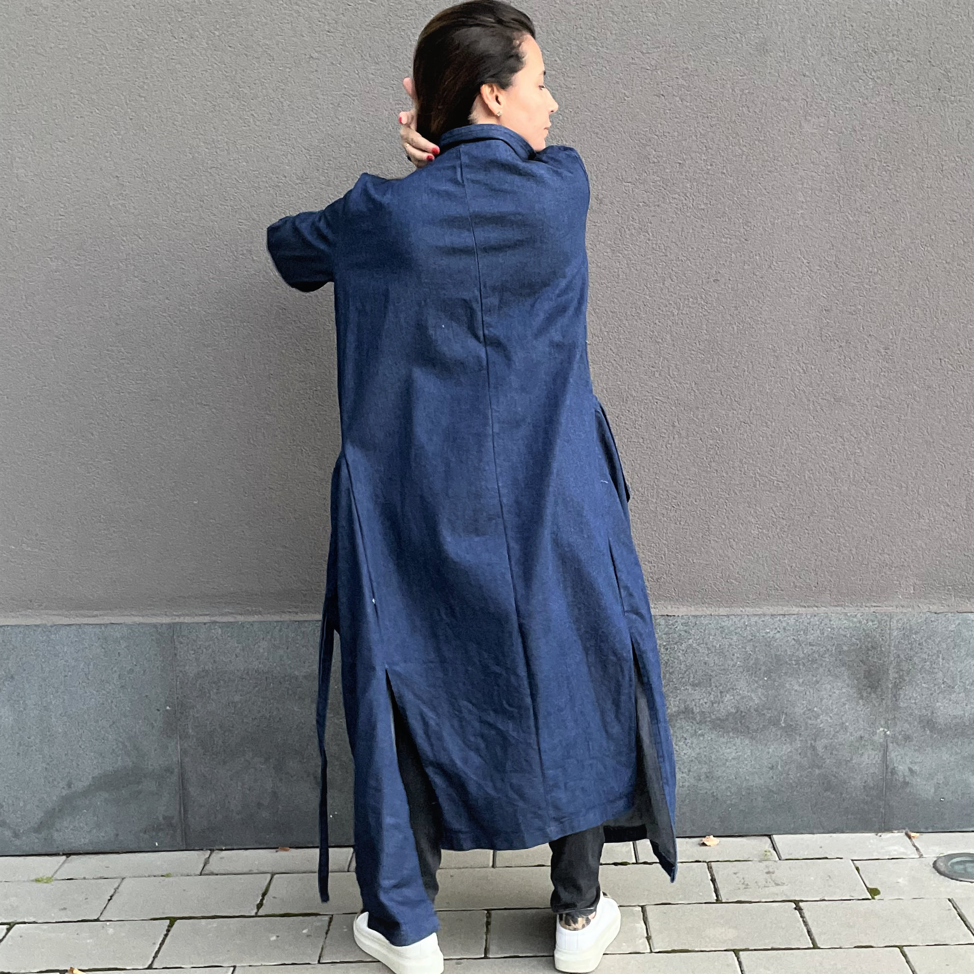 Maxi Denim Wrap Coat, Extravagant Long Jean Jacket, Asymmetrical Trench ...