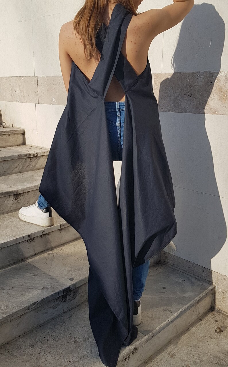 Asymmetric Open Back Hi Low Tunic Top, 2X 3X 4X Black Woman Sleeveless ...