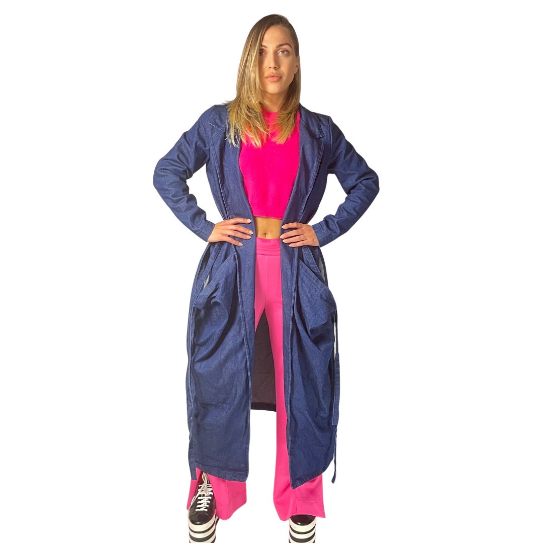Maxi Denim Wrap Coat, Extravagant Long Jean Jacket Coat, Asymmetrical ...