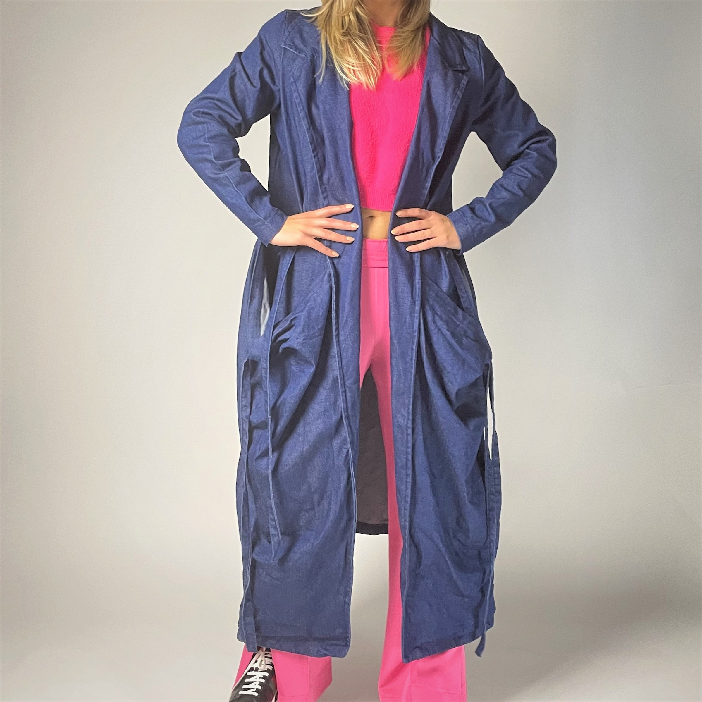 Maxi Denim Wrap Coat, Extravagant Long Jean Jacket Coat, Asymmetrical ...