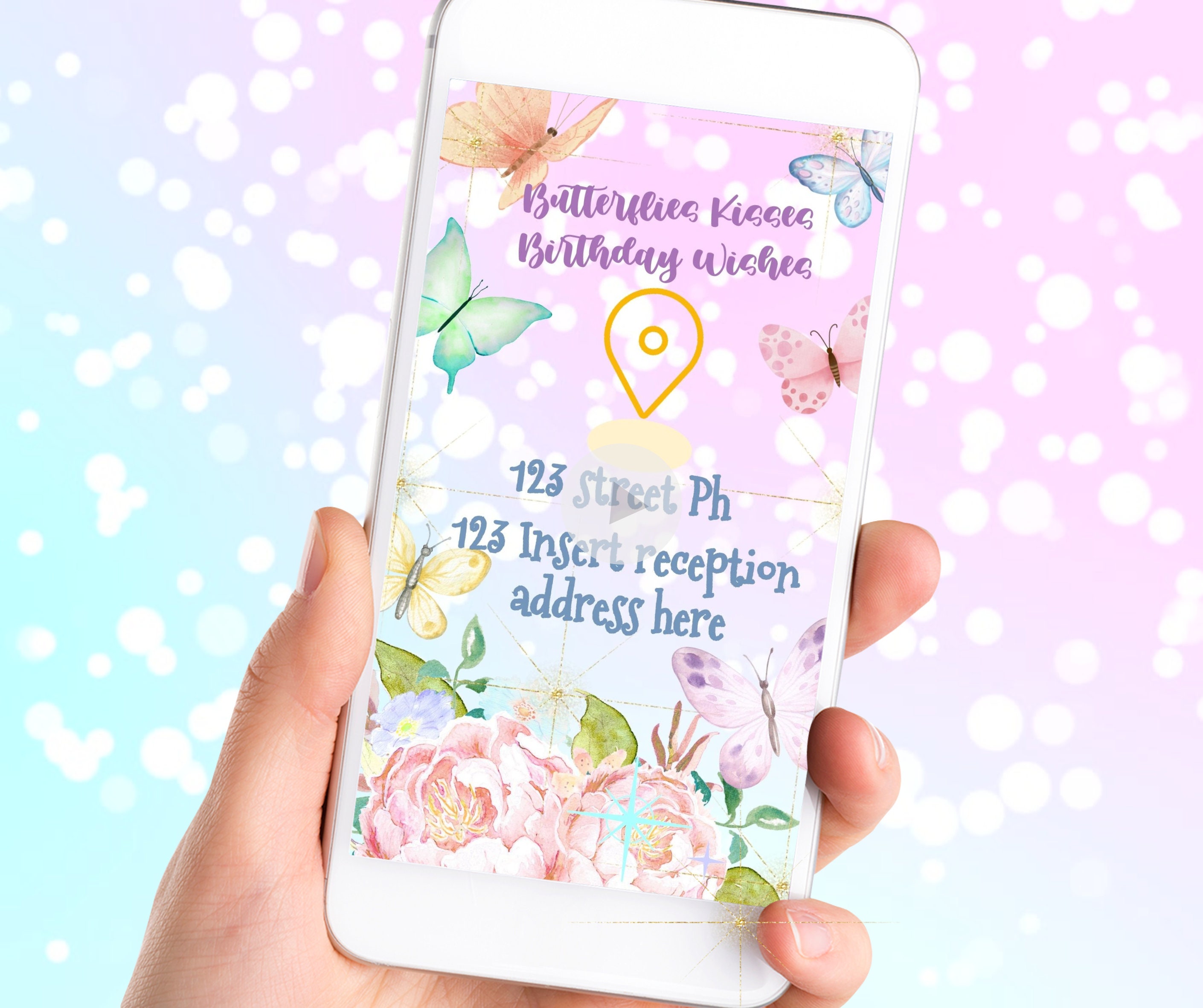 Butterfly Birthday Video Invitation Pastel Colors Fluttery Butterfly ...