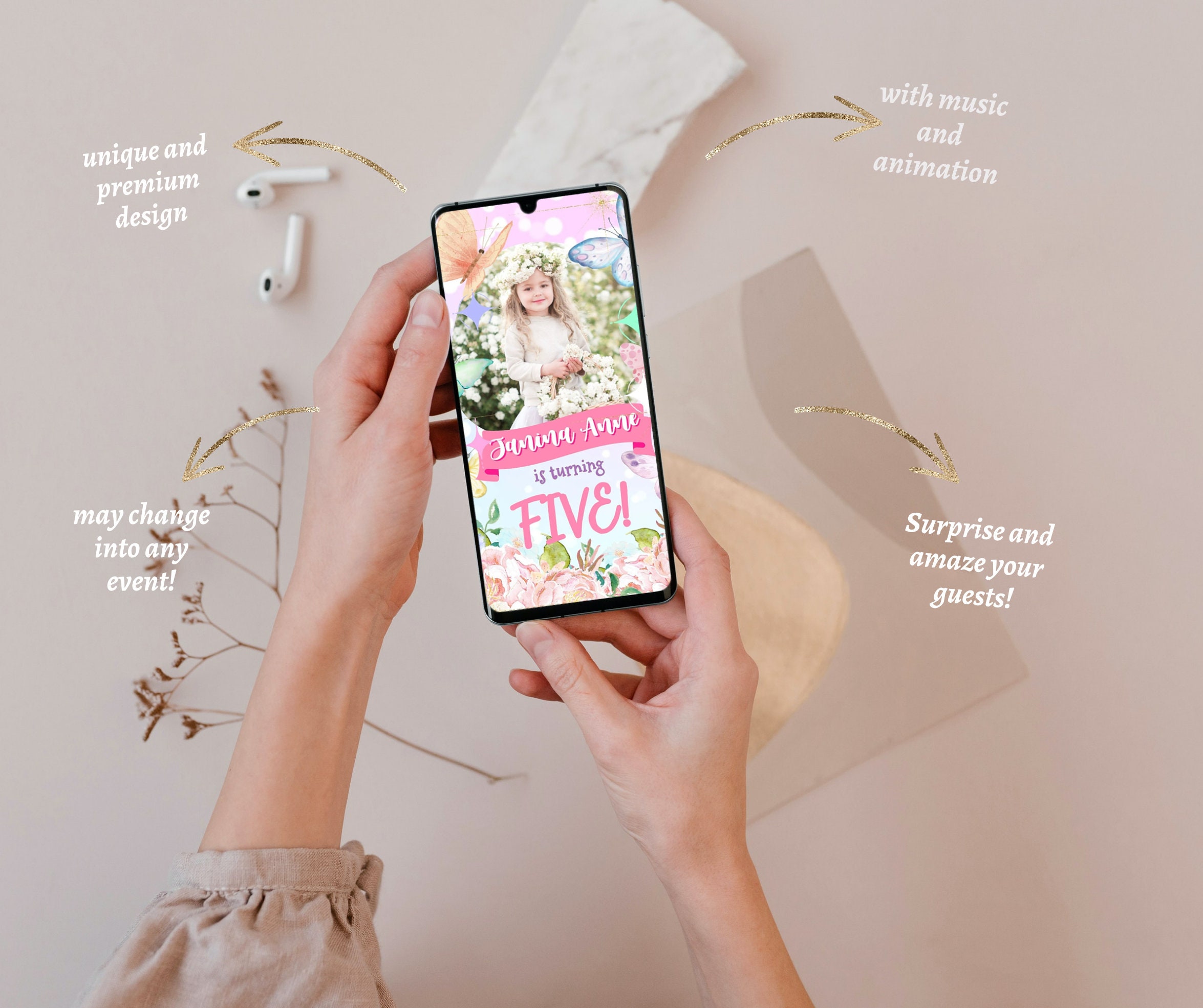 Butterfly Birthday Video Invitation Pastel Colors Fluttery Butterfly ...