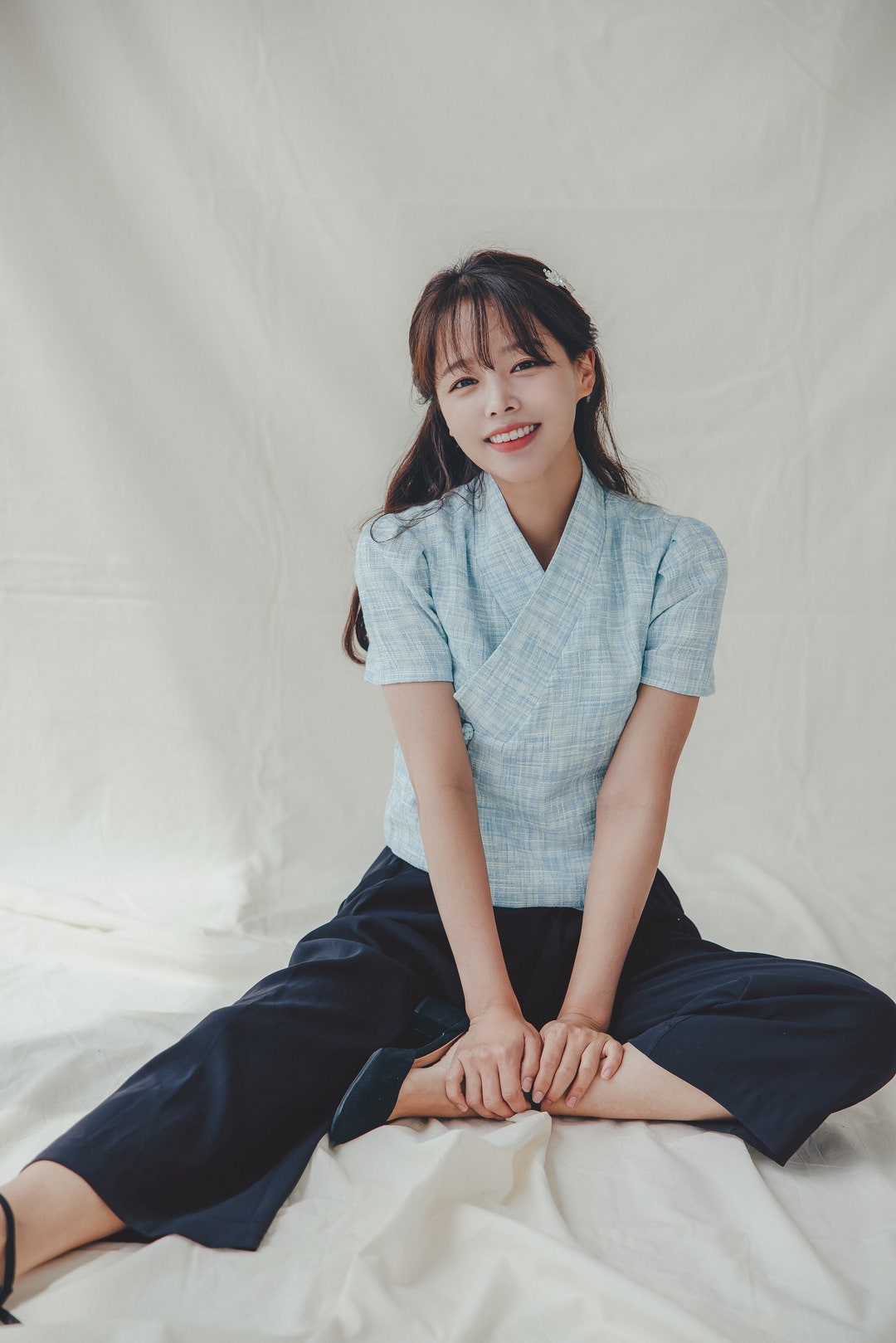 Blue Modern Hanbok Jeogori | Handmade Korea Hanbok | Casual, Wedding ...