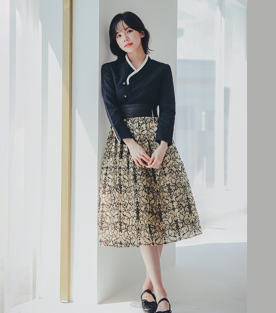Black Modern Hanbok Jeogori | Handmade Korean Hanbok | Modern Hanbok ...