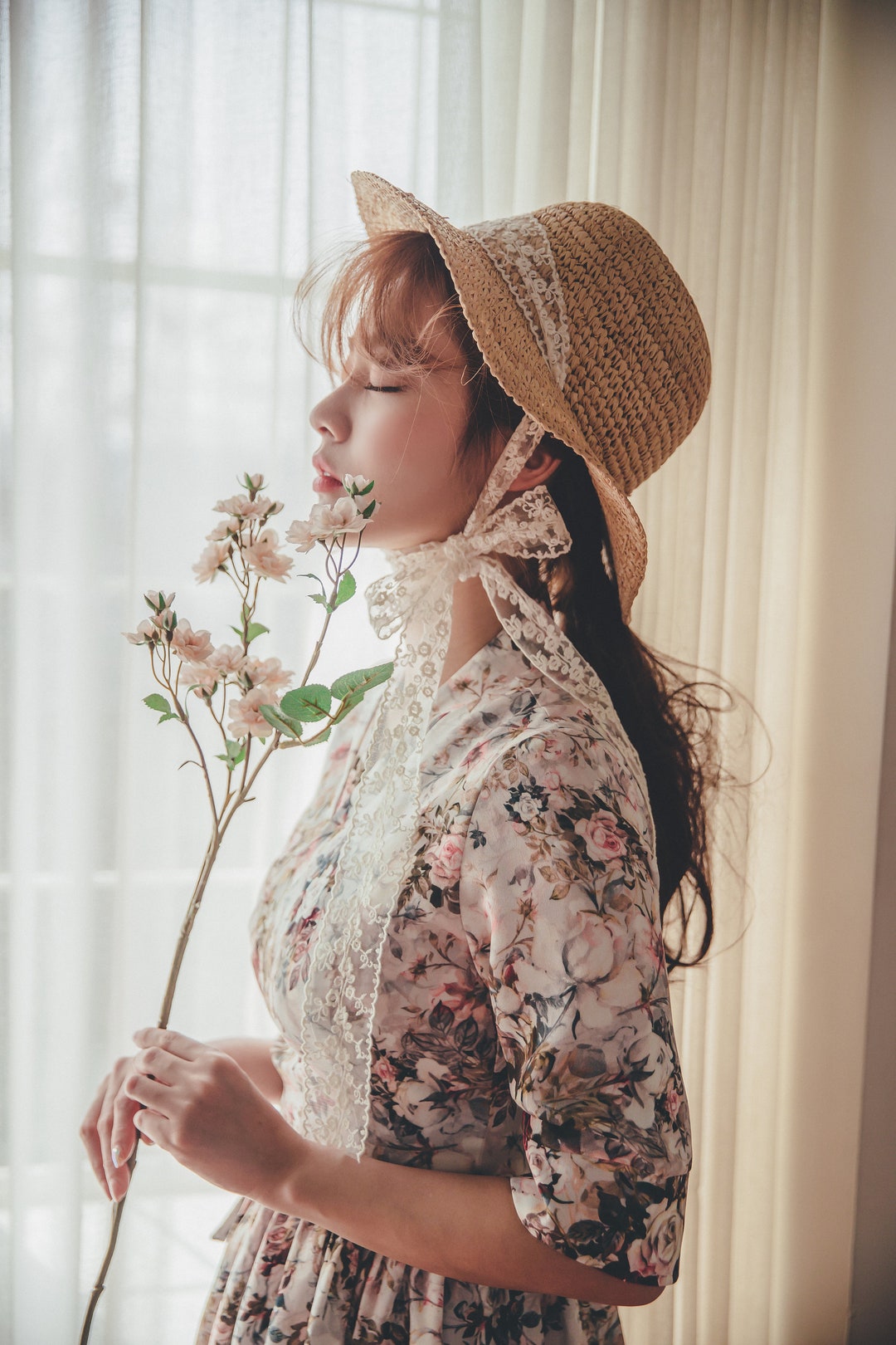 Green & Beige Floral Pattern Dress | Modern Hanbok | Bloom Occasion ...