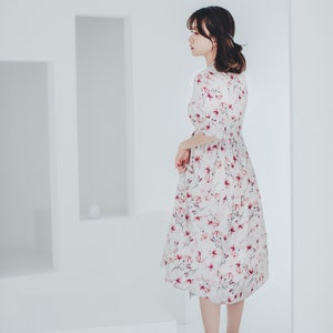 White Flower Pattern Dress | Modern Hanbok Dress | Korean Hanbok ...