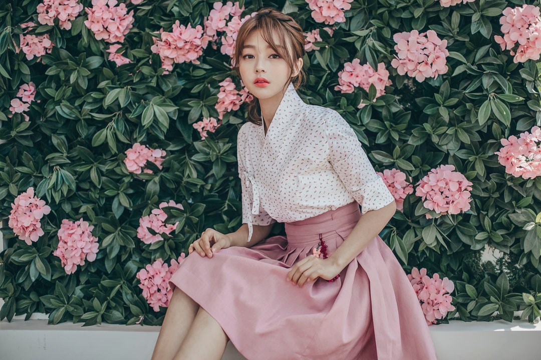 White Flower Pattern Modern Hanbok | Korea Handmade Hanbok | Adorable ...
