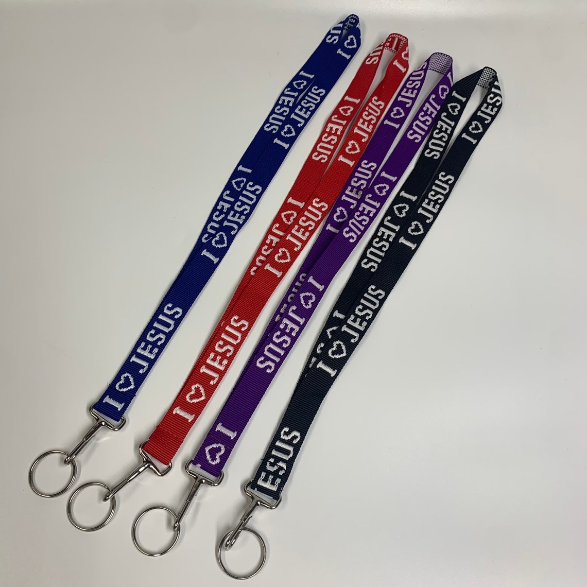 One (1) I Love Jesus Embroidered Lanyard With Heart - Pick Your Color ...