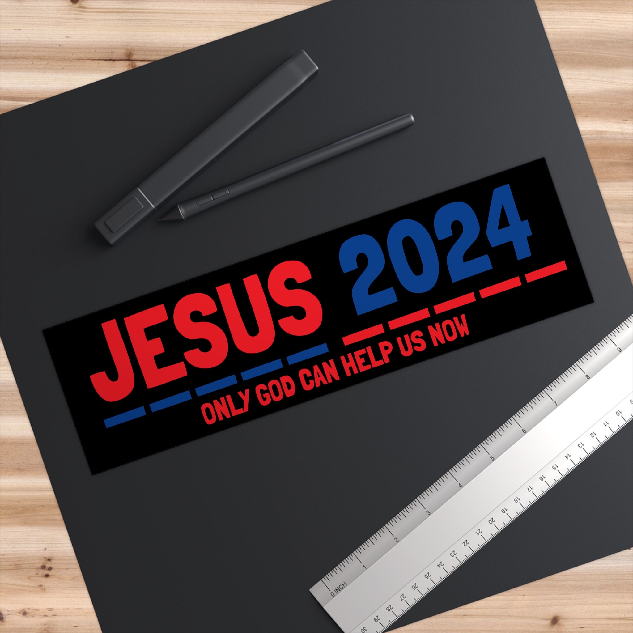 JESUS 2024 Political Dark Bumper Sticker only God Can Help Us Now ...