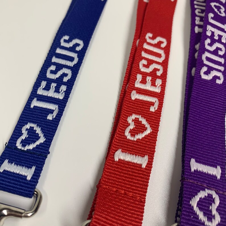One (1) I Love Jesus Embroidered Lanyard With Heart - Pick Your Color ...