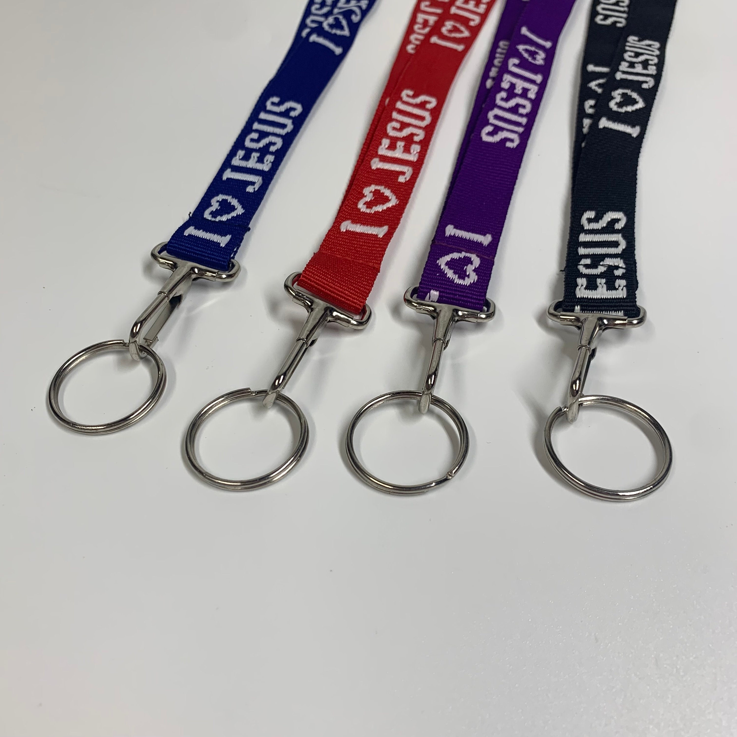One (1) I Love Jesus Embroidered Lanyard With Heart - Pick Your Color ...