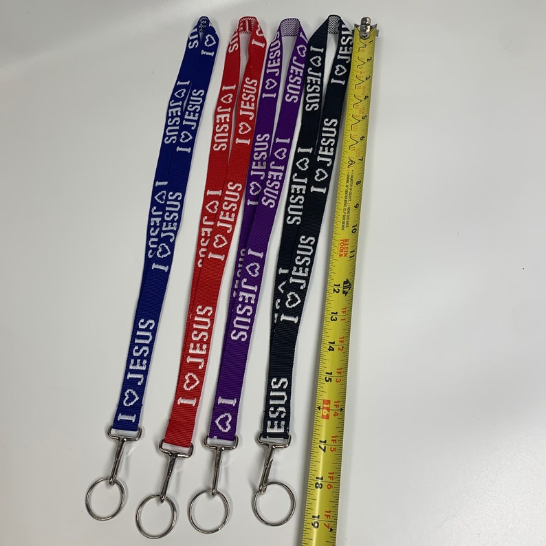 One (1) I Love Jesus Embroidered Lanyard With Heart - Pick Your Color ...