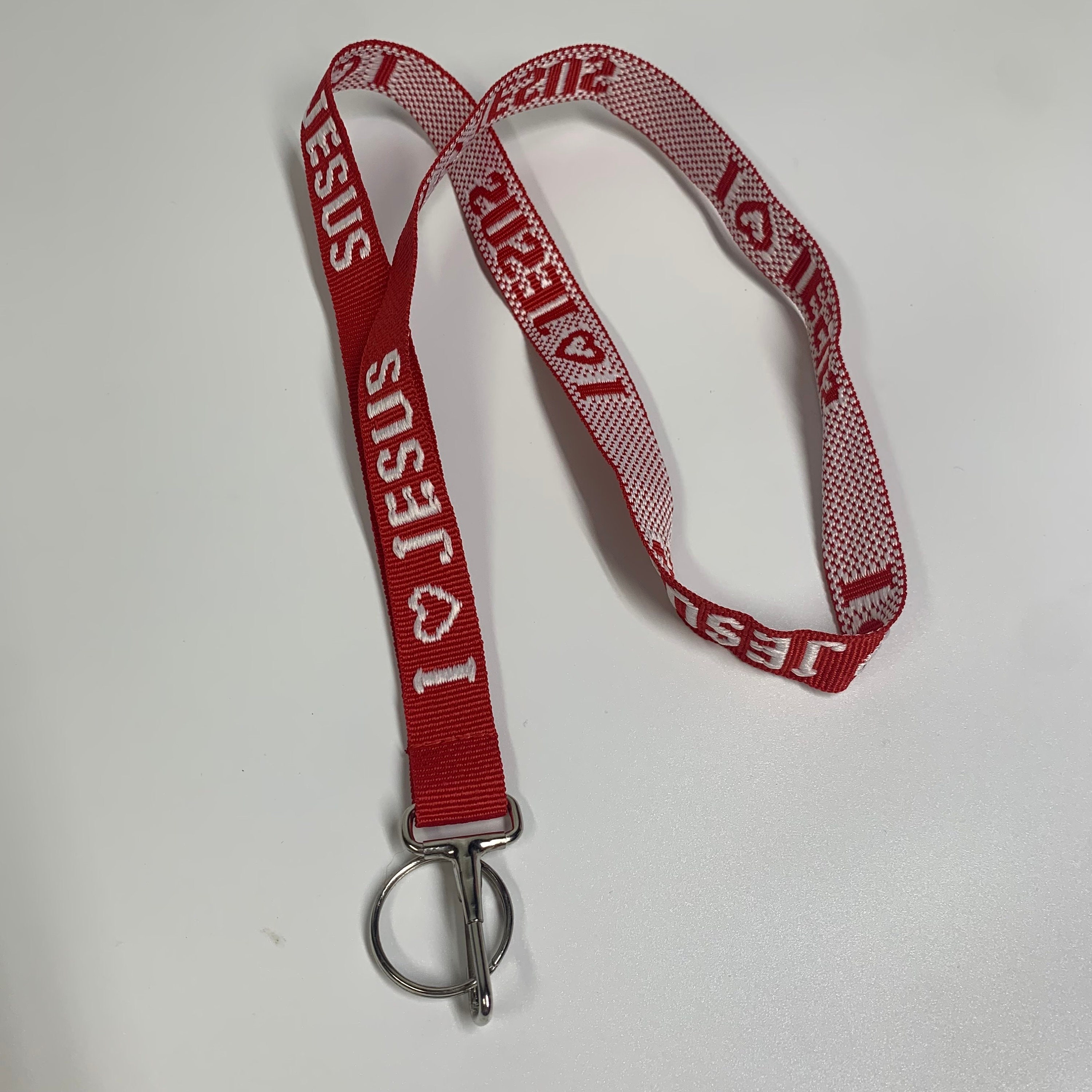 One (1) I Love Jesus Embroidered Lanyard With Heart - Pick Your Color ...