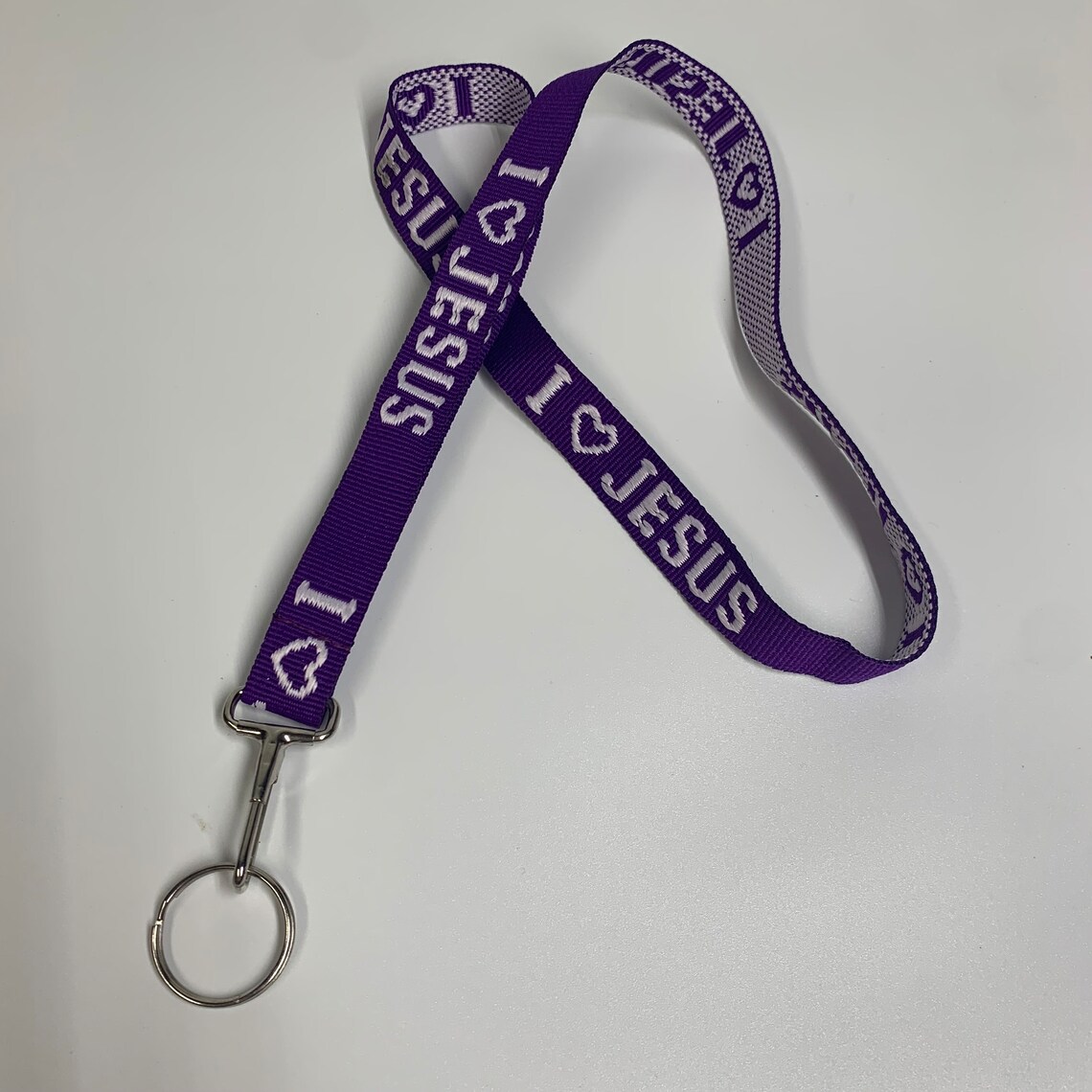 One (1) I Love Jesus Embroidered Lanyard With Heart - Pick Your Color ...