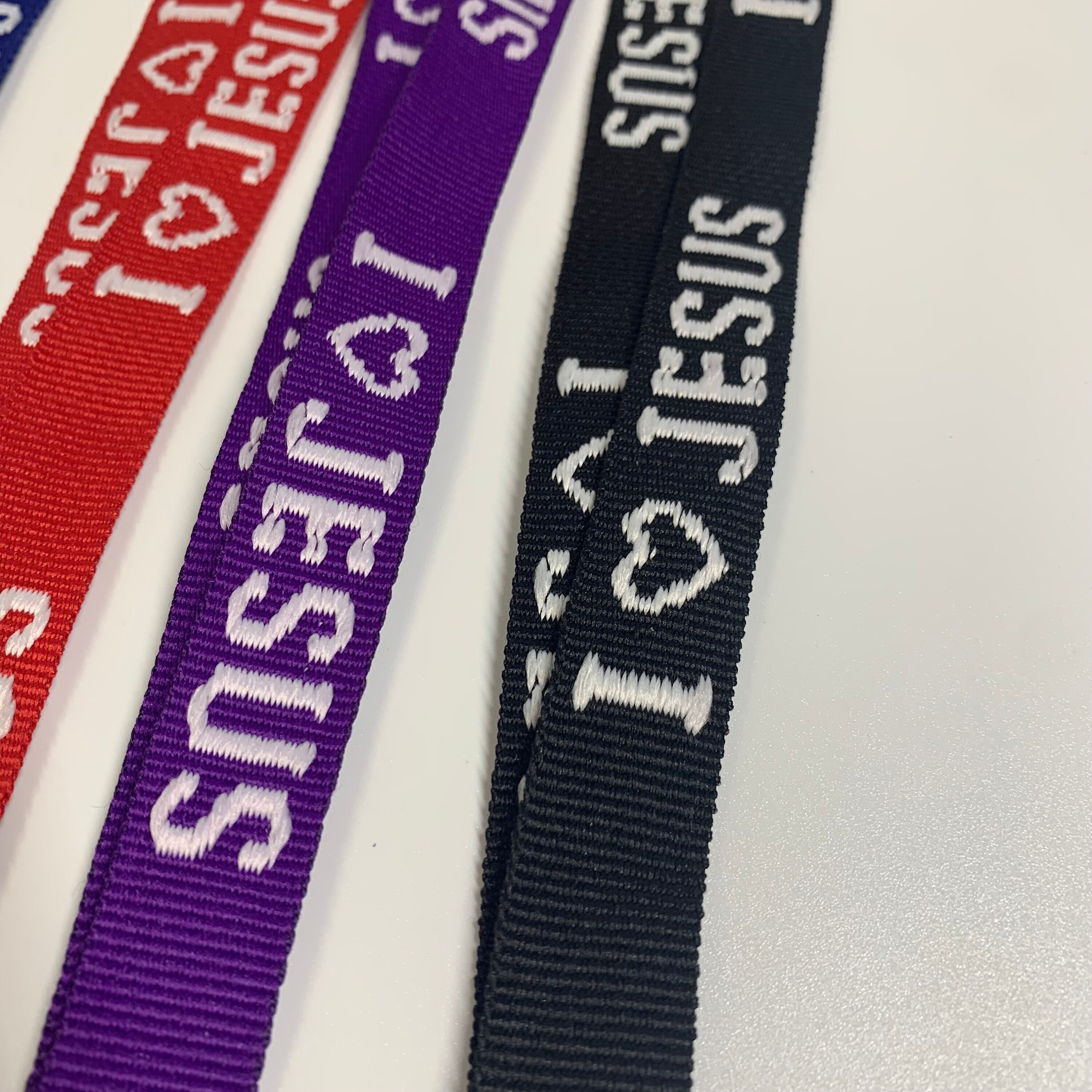 One (1) I Love Jesus Embroidered Lanyard With Heart - Pick Your Color ...