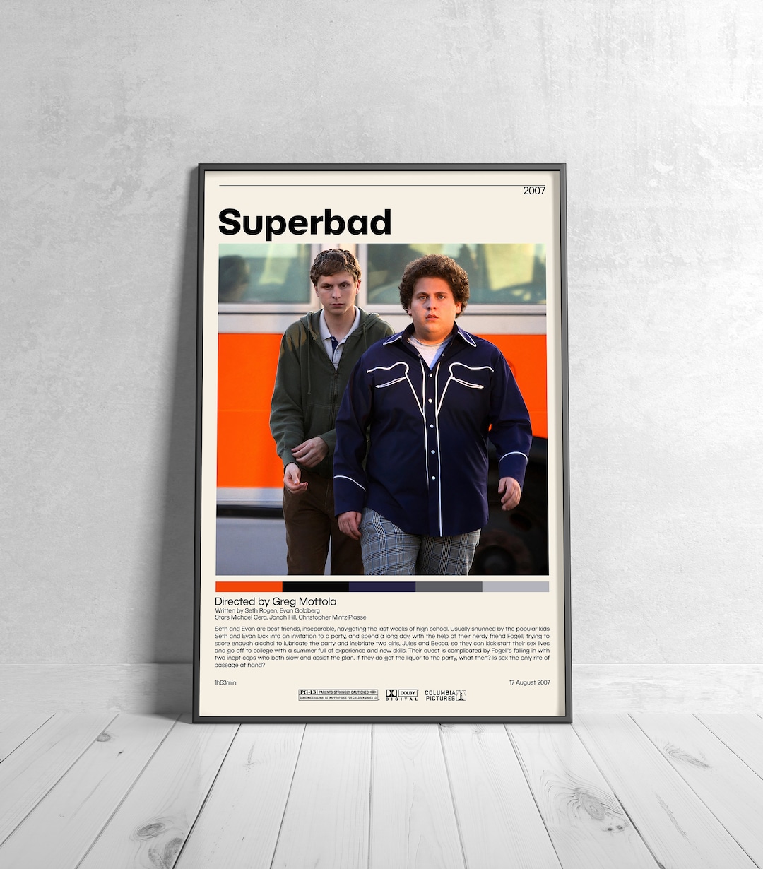 Superbad Poster Greg Mottola, Minimalist Movie Poster, Vintage Retro ...