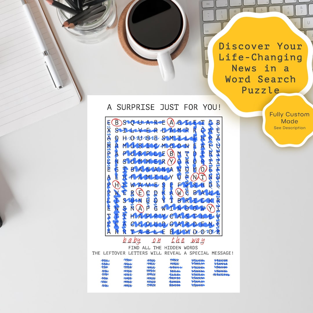 Custom Word Puzzle Baby Announcement: Pregnancy Reveal (digital ...
