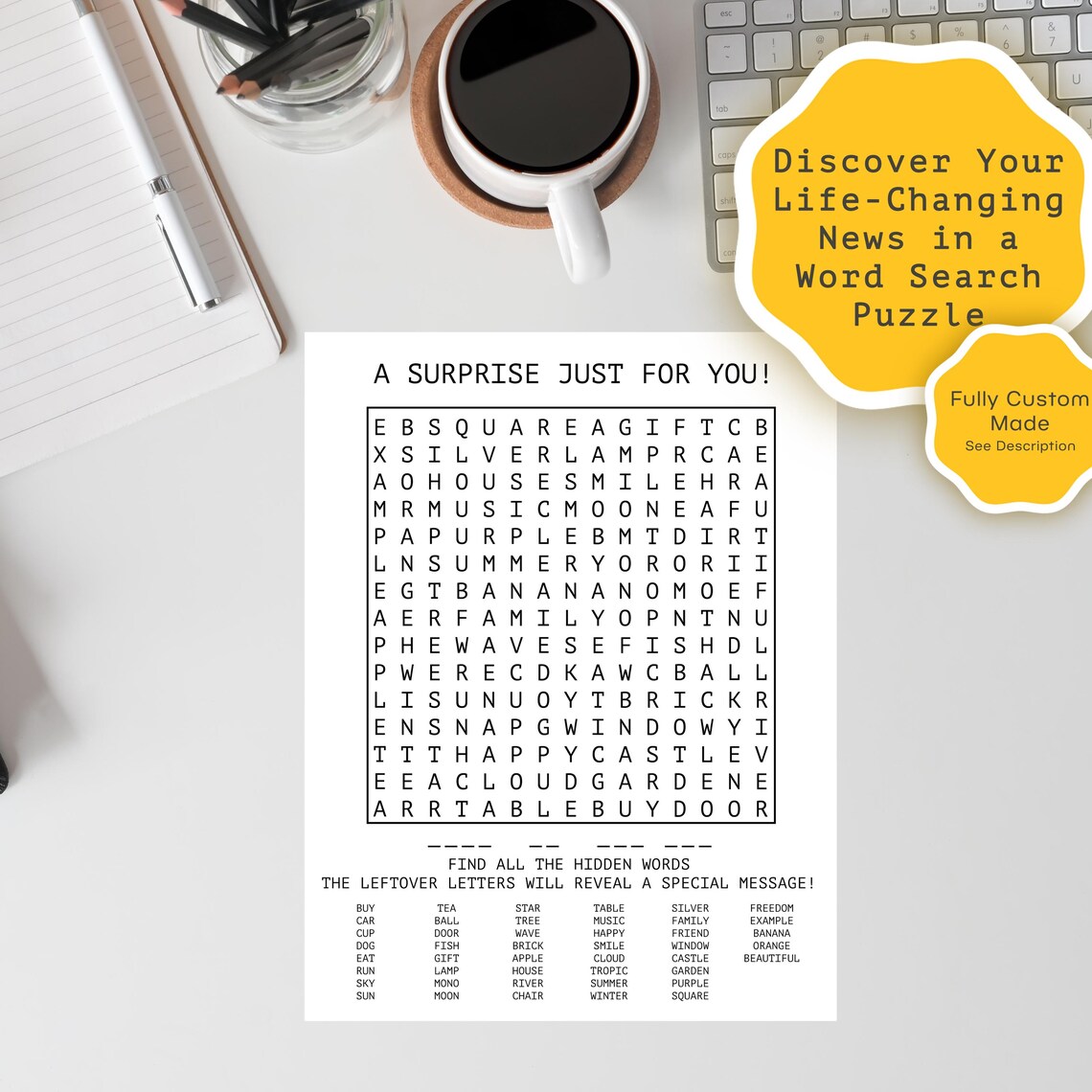 Custom Word Puzzle Baby Announcement: Pregnancy Reveal (digital ...