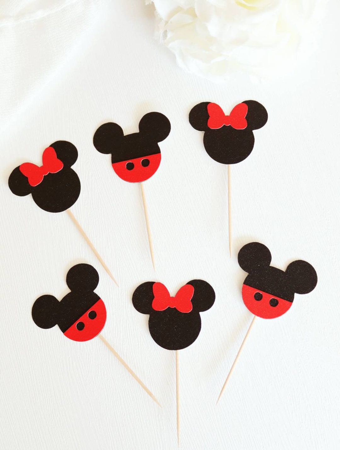 6 Cupcake Clips Caketopper Mickey Mouse Minnie Mouse - Etsy