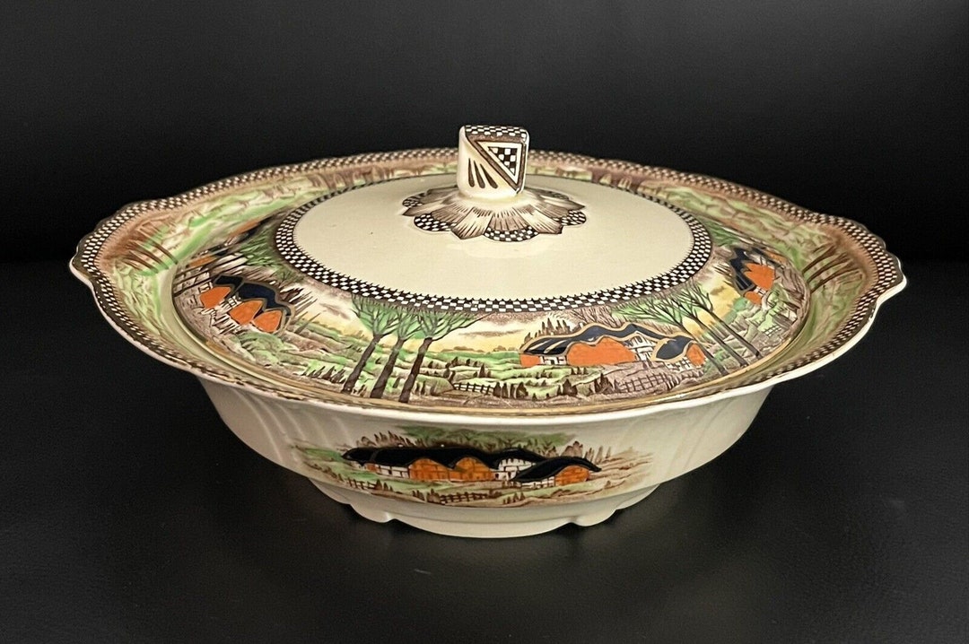 MYOTT Son & Co Art Deco Englands Countryside Lidded Soup Tureen, 1930s ...