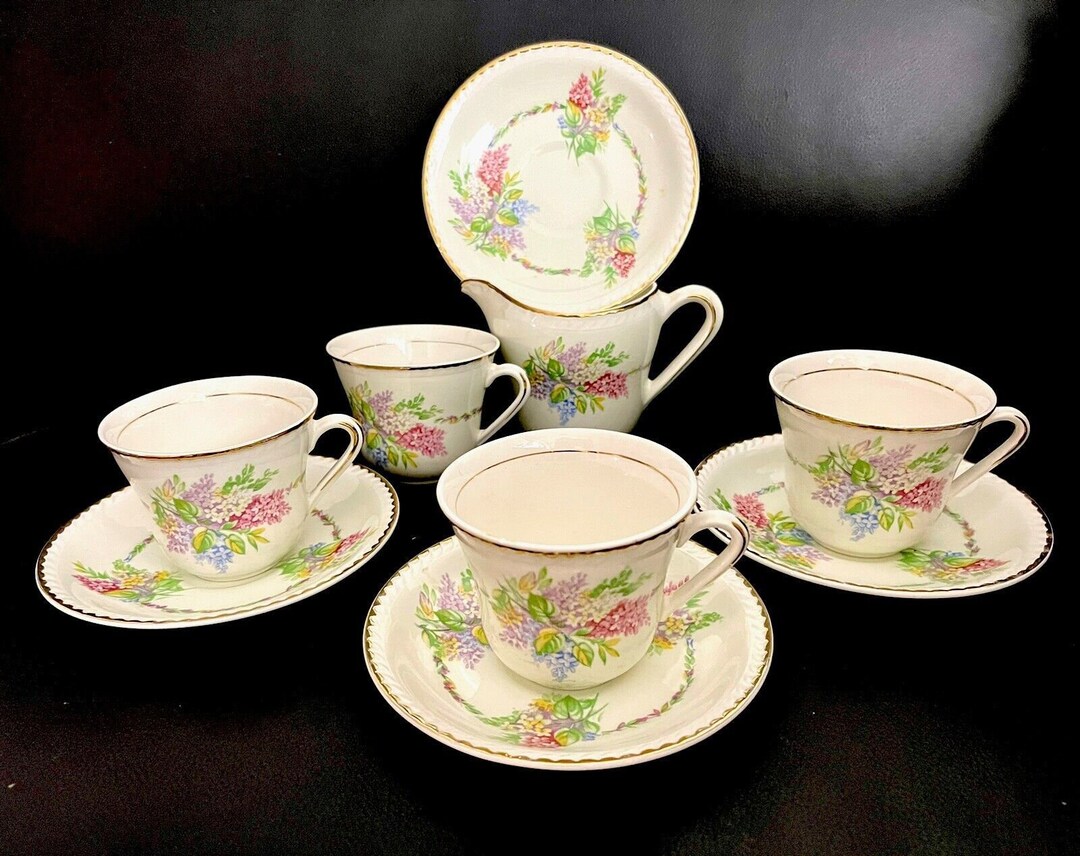 Portland Pottery Cobridge Staffordshire Set of 4 Tea Cups Saucers & A ...